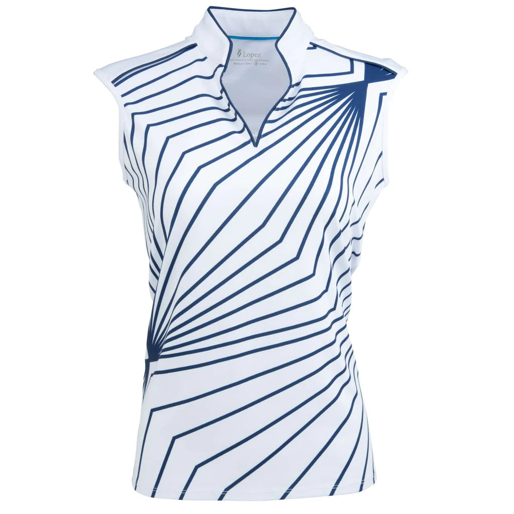 Nancy Lopez Fractal sleeveless polo - White Multi – Suitably Sporty