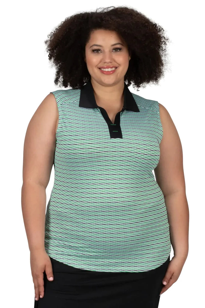 Nancy Lopez Shift sleeveless polo - Green/White/Black Multi – Suitably ...